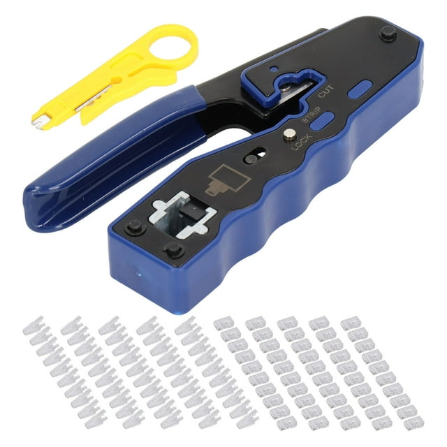 RJ45 Crimping Tool Set Wire Crimper Cable Stripper with 50pcs RJ ...