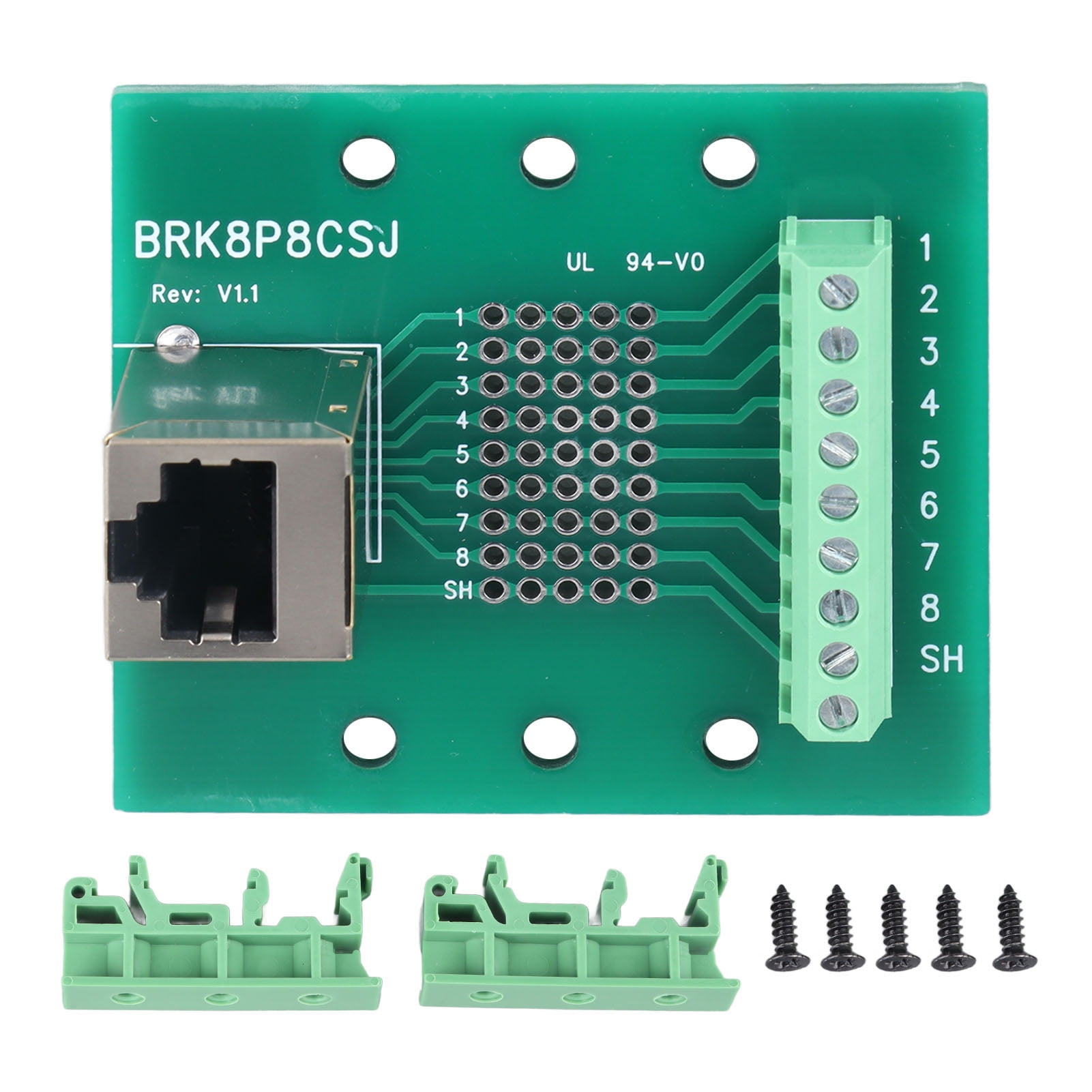 Rj45 Ethernet Connector Breakout Board 8p8c Network Port Screw Terminal Board With Bracket For