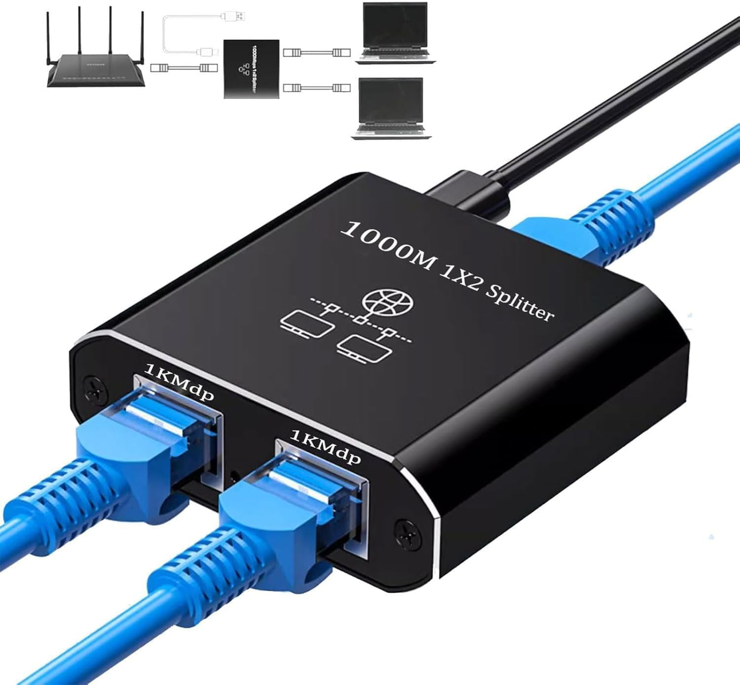 RJ45 Ethernet Splitter, 1000Mbps Ethernet Splitter 1 to 2Network ...