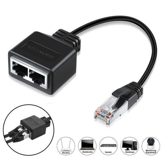 RJ45 Ethernet Splitter Cable, HFDR 1 to 2 LAN Network Splitter Adapter ...