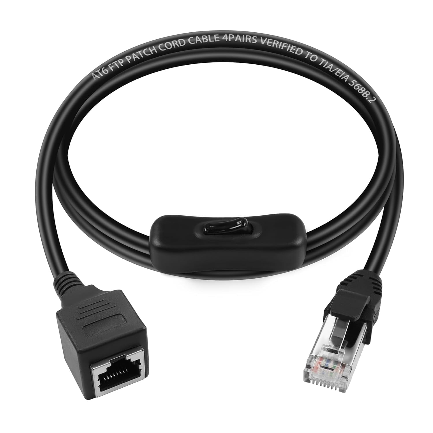 RJ45 Extension Cable with On/Off SwitchCAT6 Ethernet Male to Female ...