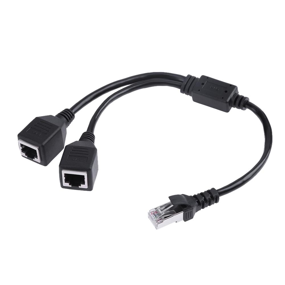 RJ45 Male to 2 Female Splitter DSL LAN Network Ethernet Adapter Cable ...