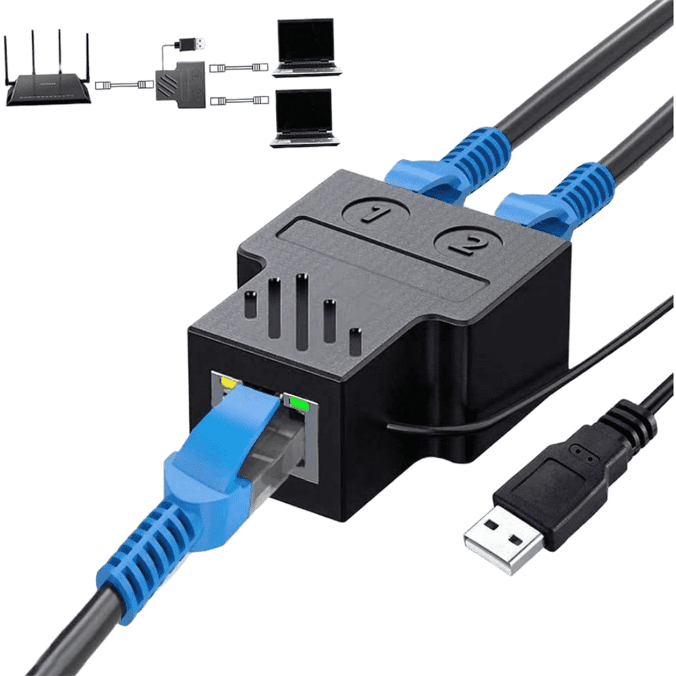 RJ45 Network Splitter Adapter,AUBEAMTO 1 to 2 Dual Female USB to RJ45 ...