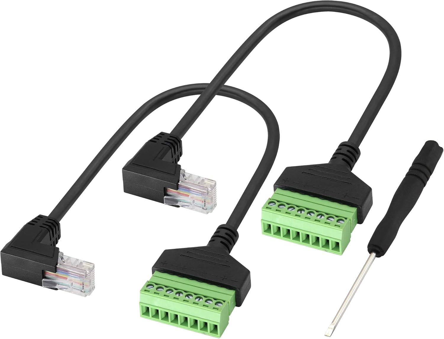 RJ45 Screw Terminal Adapter Cable,90 Degree (Up Bend) RJ45 Male to 8 ...