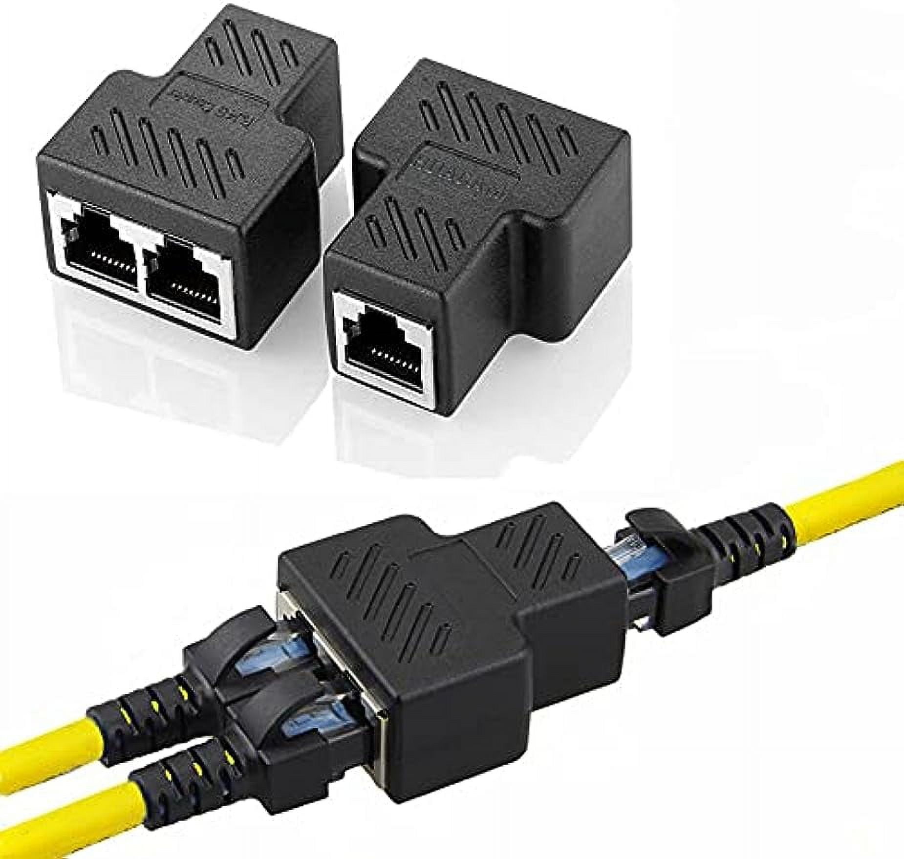 RJ45 Splitter Adapter, USB 1 to 2 Network Connector Dual LAN Ethernet ...