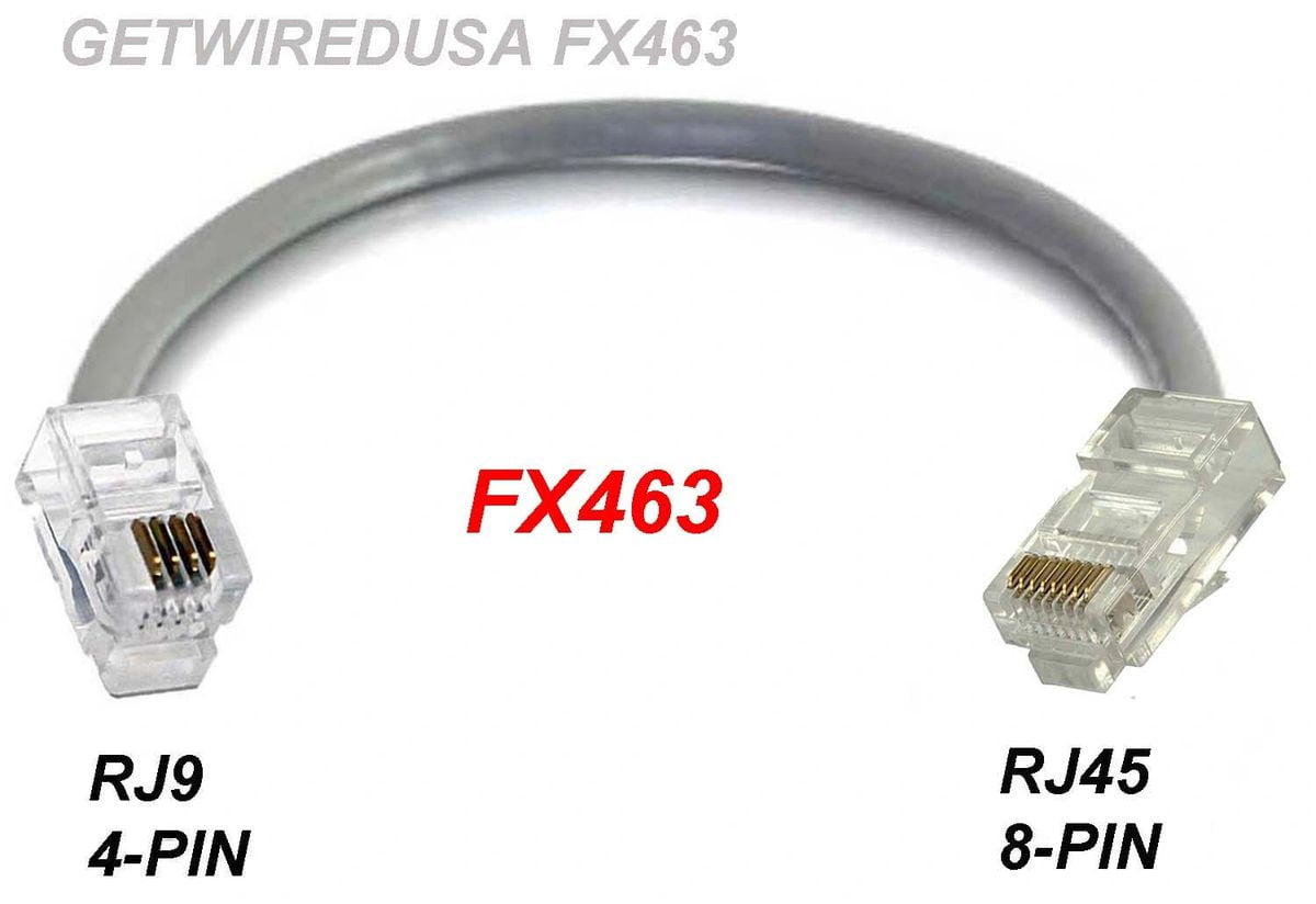 Getwiredusa FX463 RJ9 Headset 4P4C to RJ45 Ethernet 8P4C Cable Adapter ...