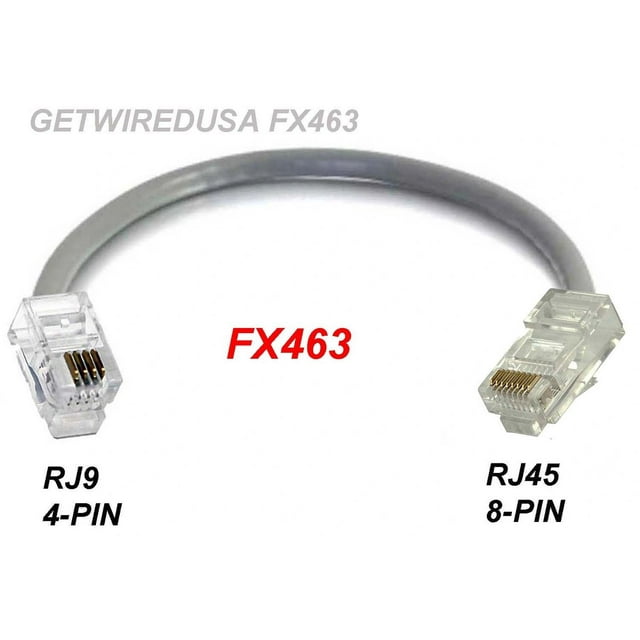 Getwiredusa FX463 RJ9 Headset 4P4C to RJ45 Ethernet 8P4C Cable Adapter Connector - Walmart.com