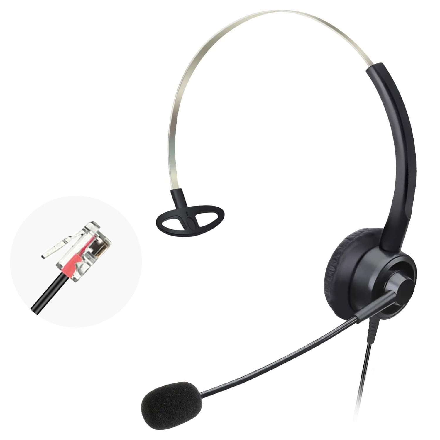 RJ9 Phone Headset with Microphone Noise Cancelling Office Telephone ...