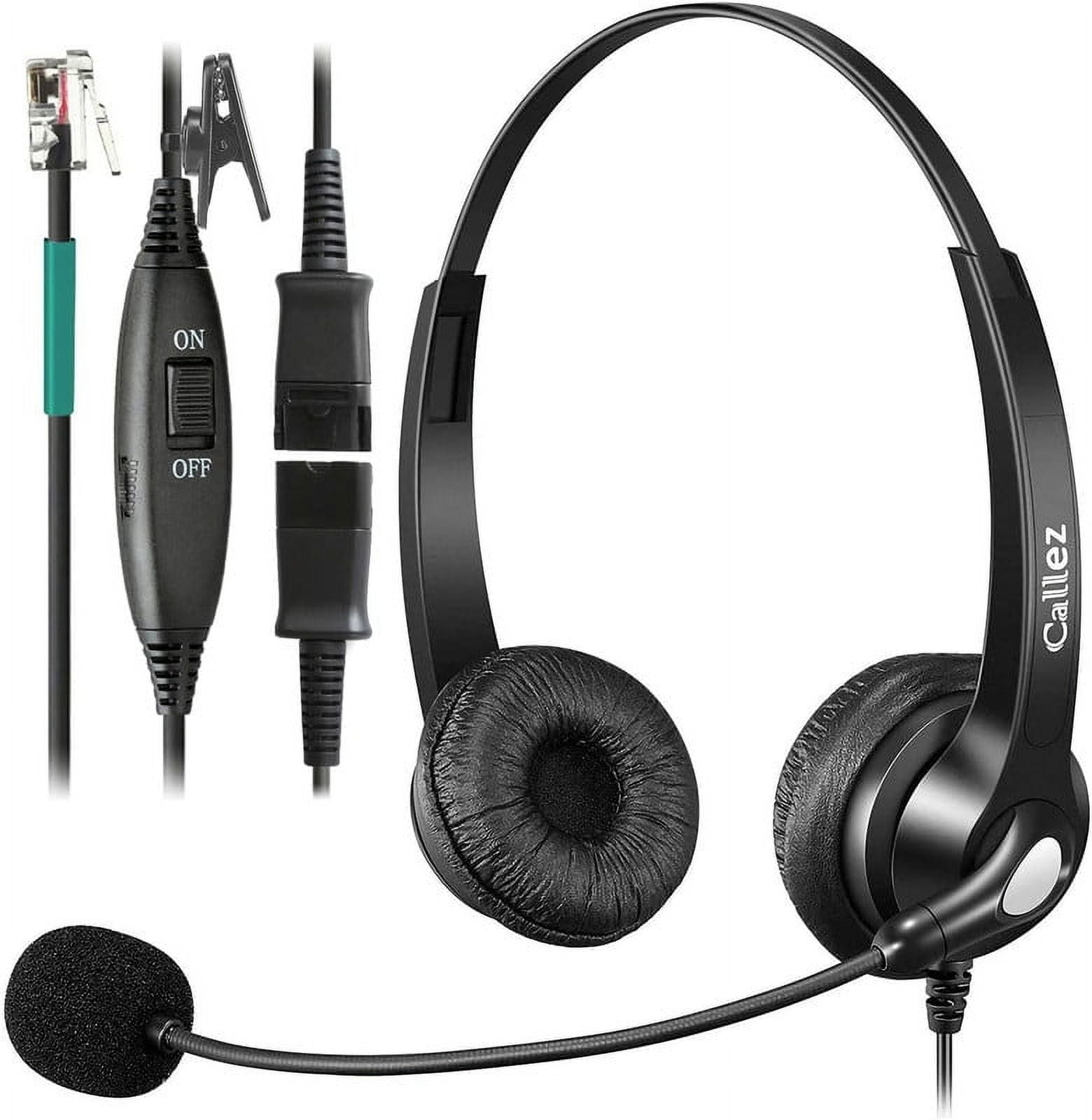 RJ9 Telephone Headset with Mic Noise Cancelling, Quick Disconnect Phone ...