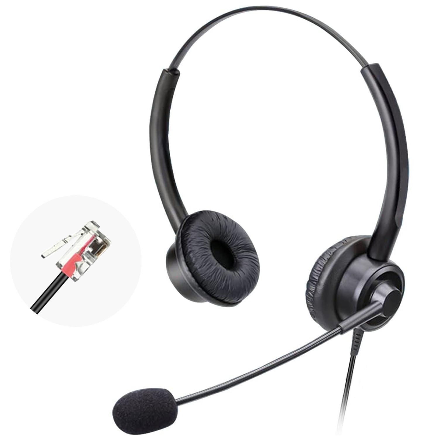 RJ9 Telephone Headset with Microphone Noise Cancelling, Office Phone ...