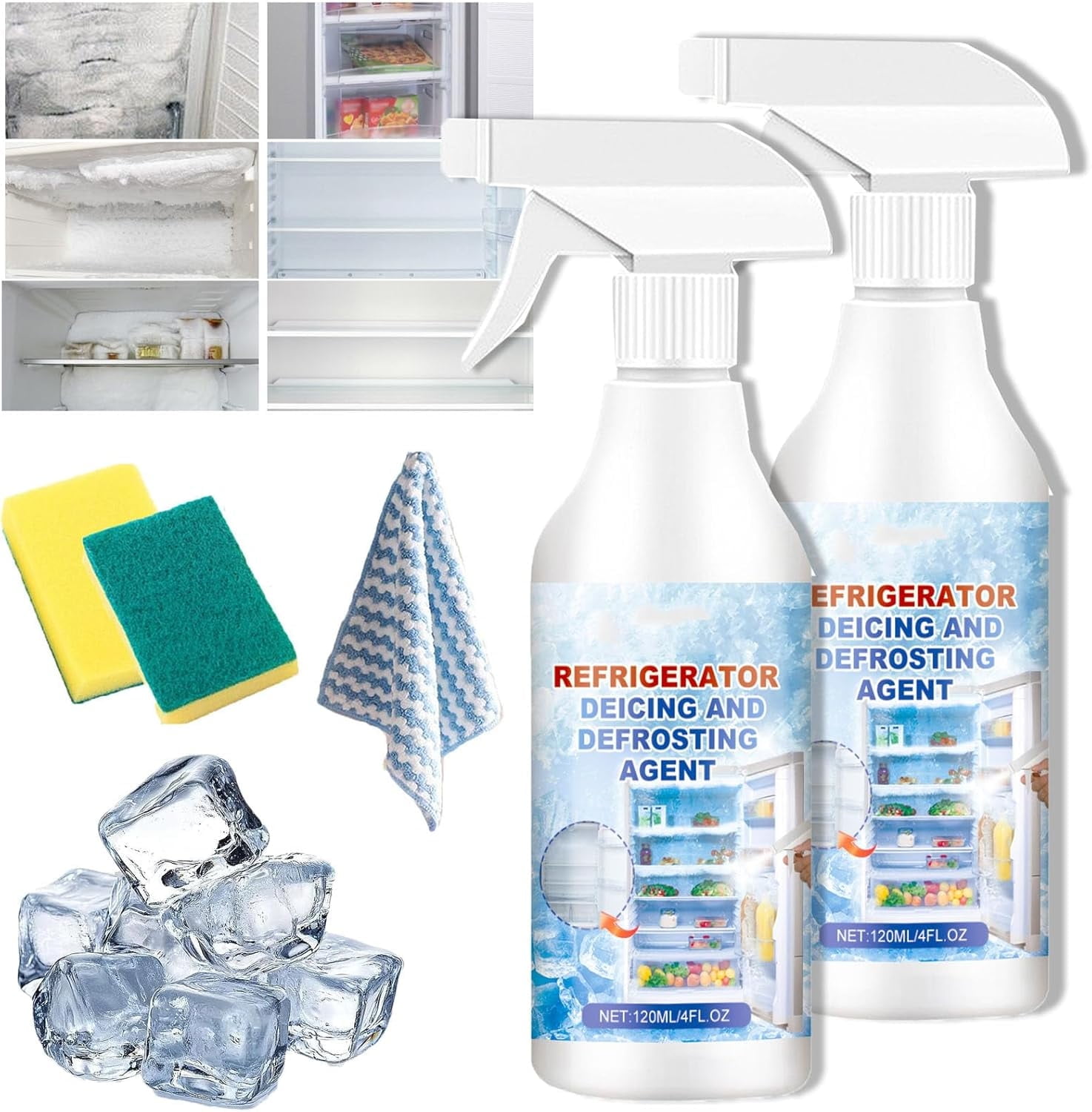 RJDJ 120ml Fridge Freezer De-Icer Spray, Defrosting Spray For Fridge ...