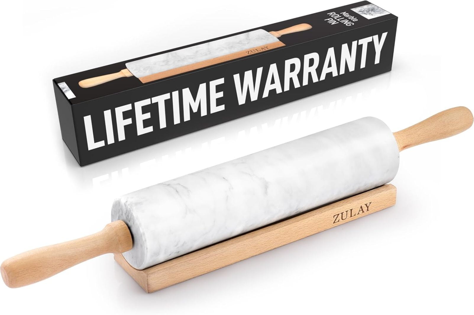 RJTZ 17-Inch Marble Rolling Pin With Stand - Polished Marble Rolling ...