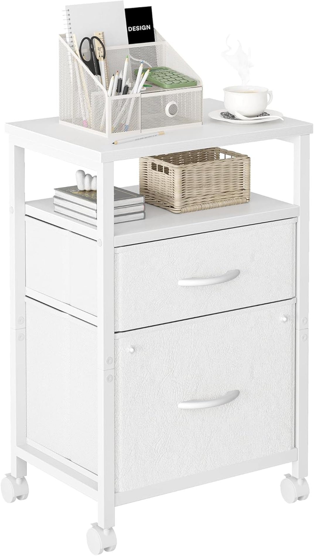 RJTZ 2 Drawer Mobile File Cabinet, Rolling Printer Stand with Open ...