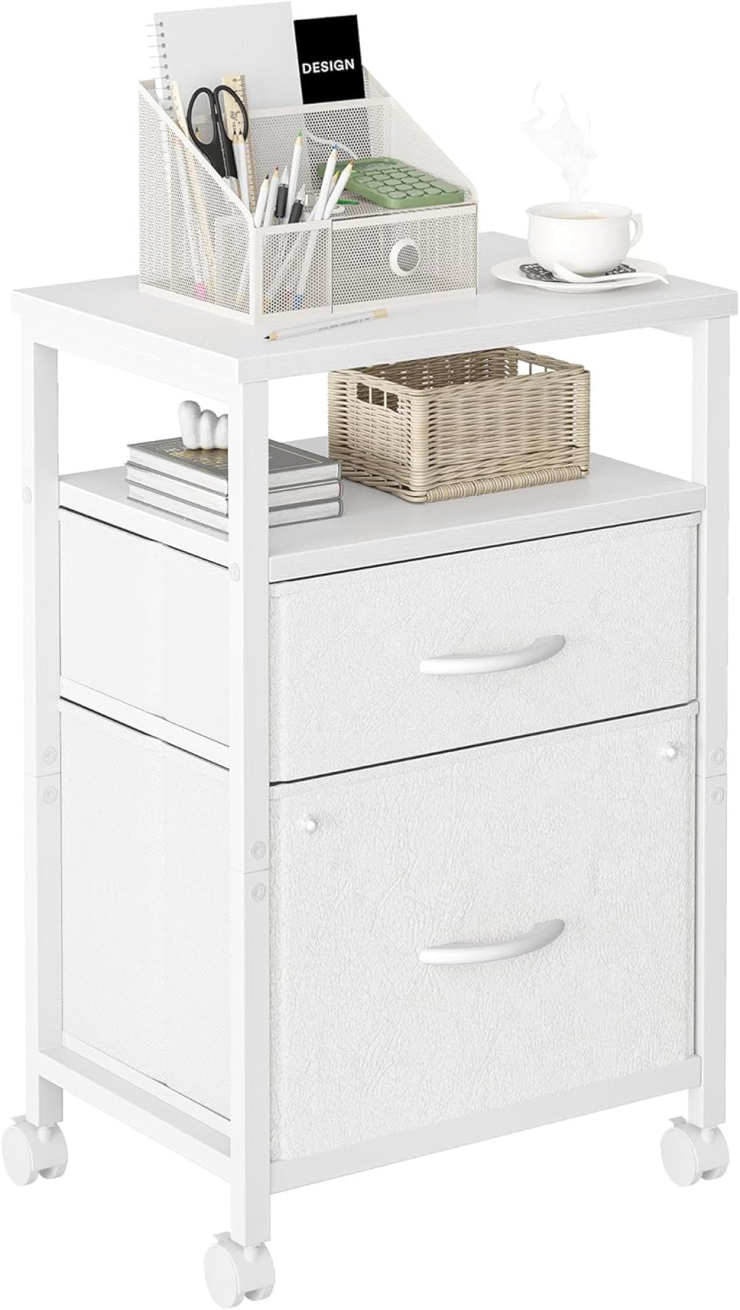 RJTZ 2 Drawer Mobile File Cabinet, Rolling Printer Stand with Open ...