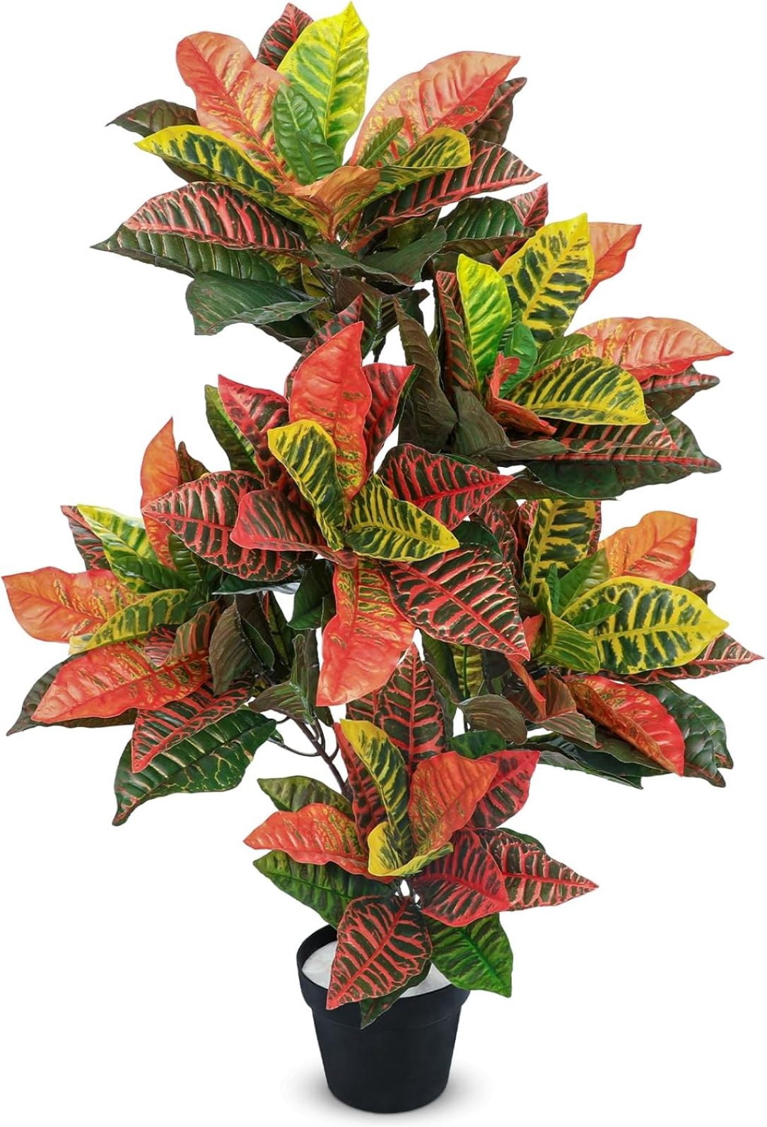 RJTZ 40.6'' Red Artificial Croton Plant Faux Croton Palm Tree with ...