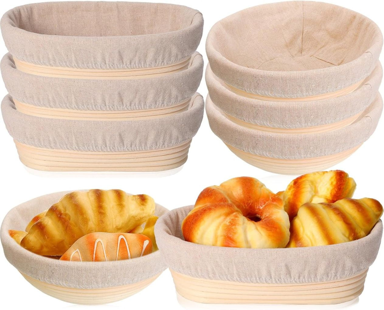 RJTZ 6 Pack Bread Banneton Proofing Baskets 10 Inch Oval and 9 Inch ...