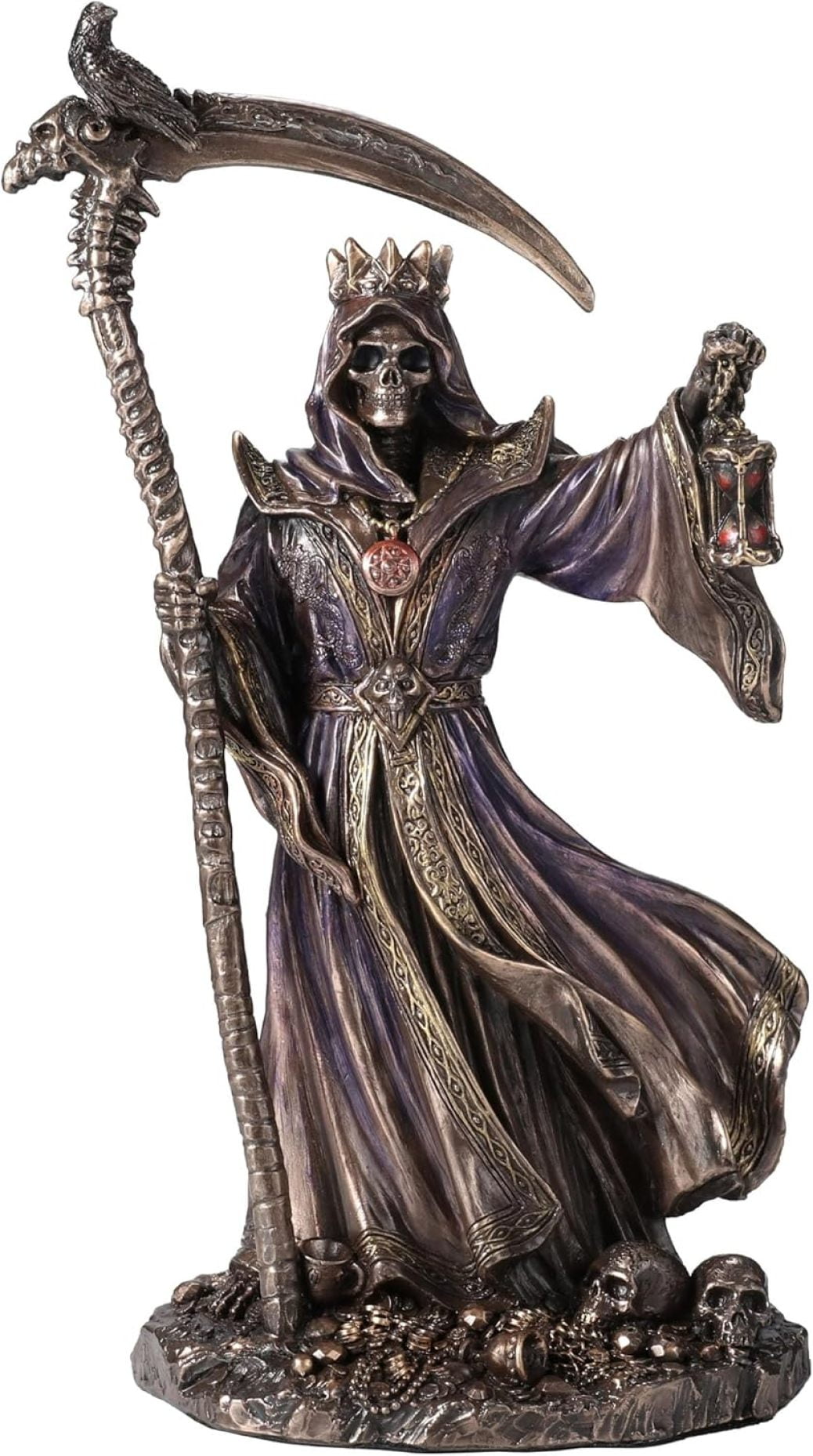 RJTZ 8 1/2 Inches Crowned Reaper Skeleton Holding Scythe and Hourglass ...