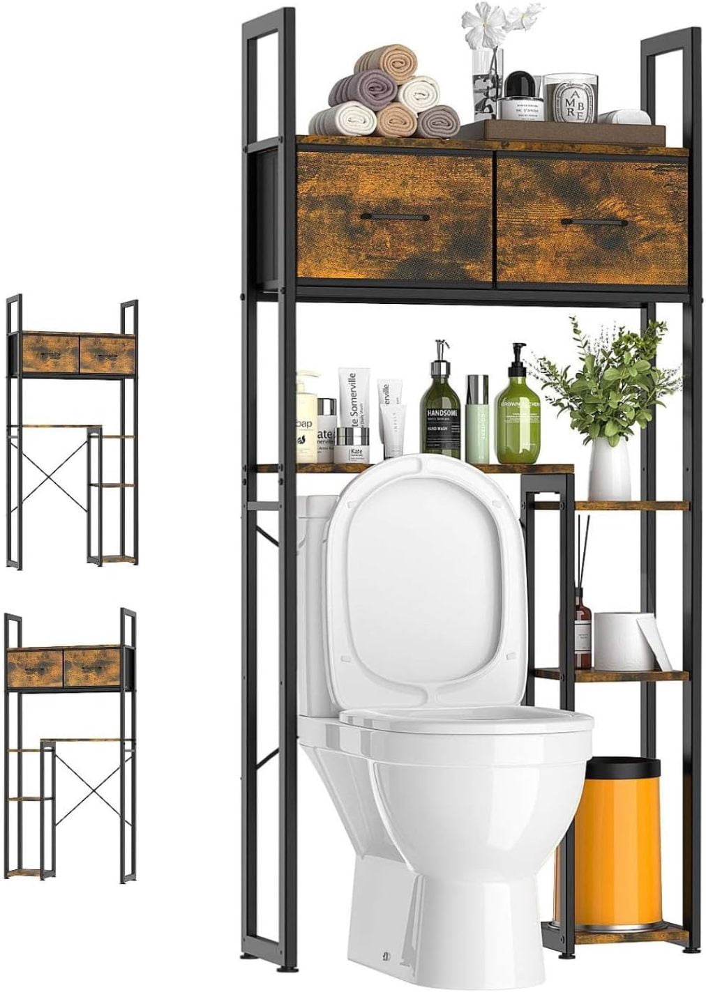RJTZ Bathroom Over Toilet Storage, 5-Tier Over The Toilet Shelf with 2 ...