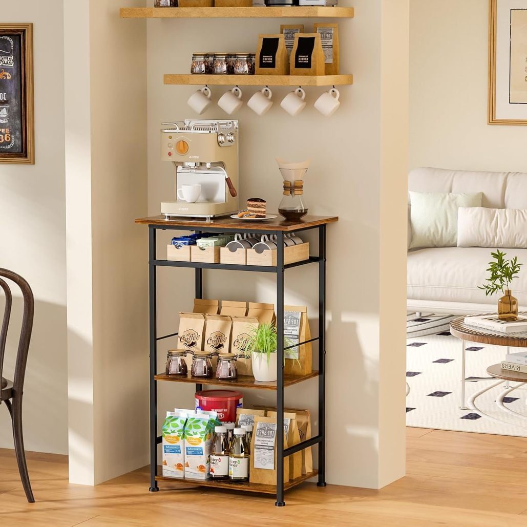 RJTZ Coffee Bar Station, 3-Tier Small Coffee Stand Station with Storage ...