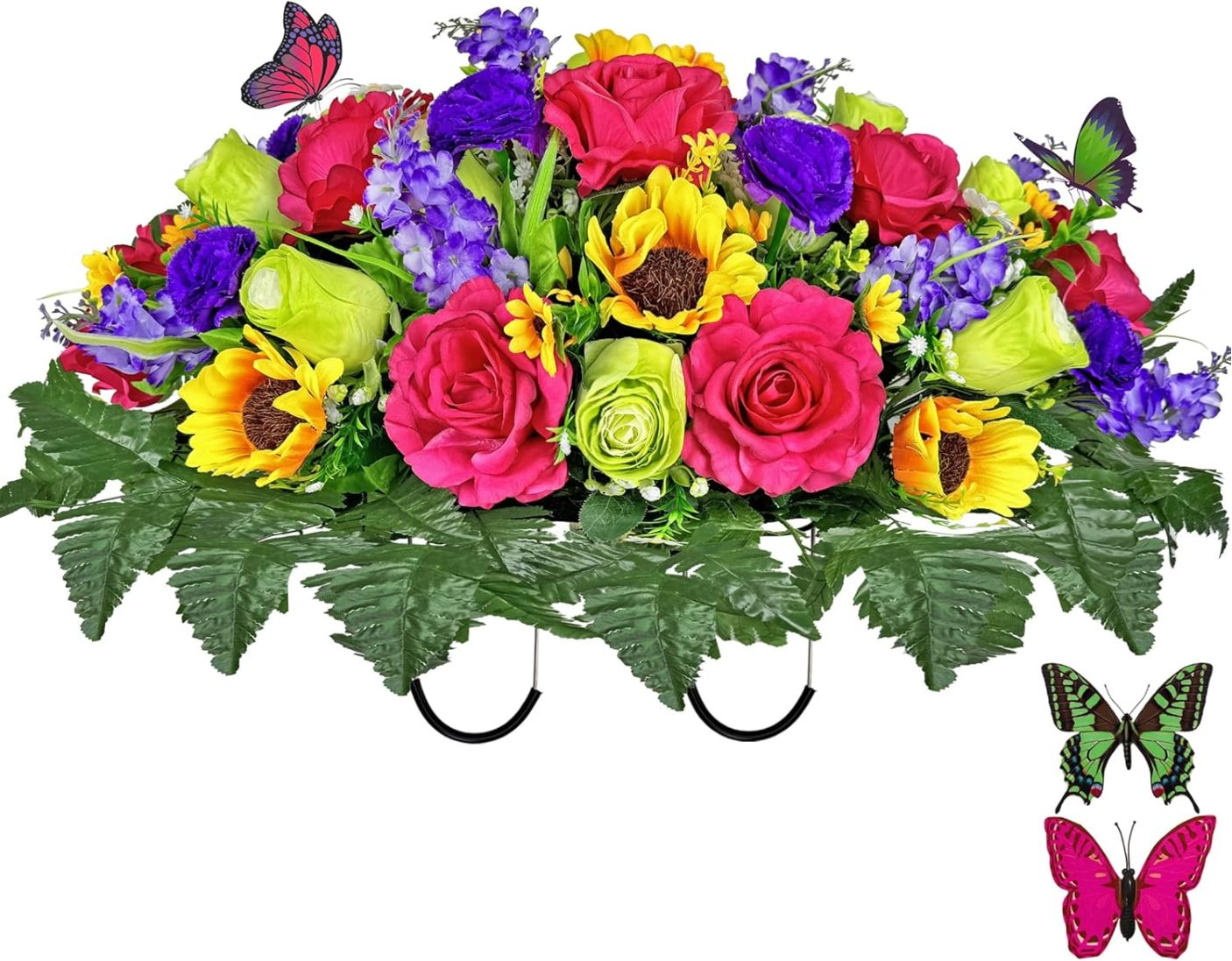 RJTZ Headstont Flower Saddle,Colorful Grave Flowers for Cemetery ...