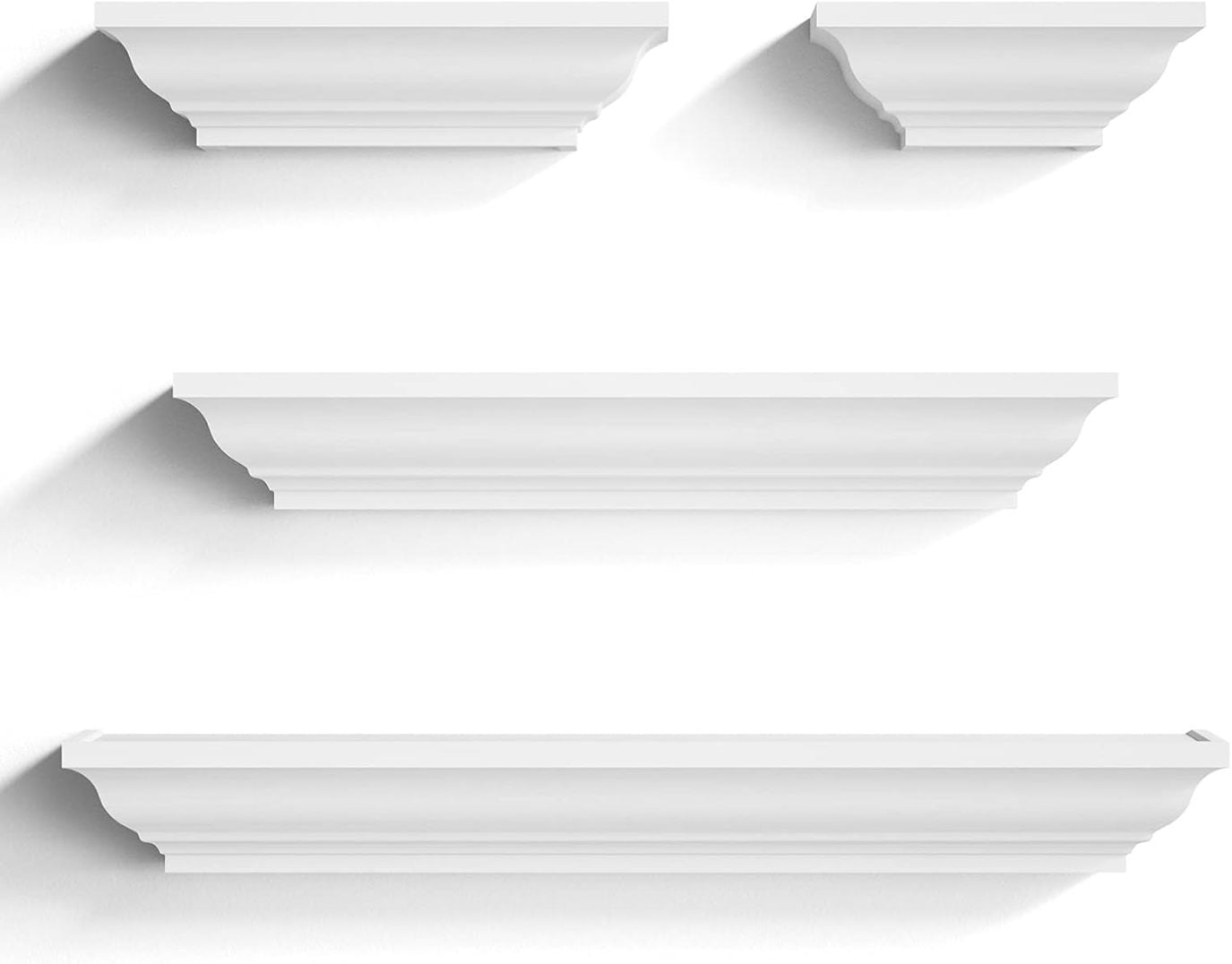 RJTZ White Floating Shelves, 24 Inch Solid Wood Storage Wall Shelves ...