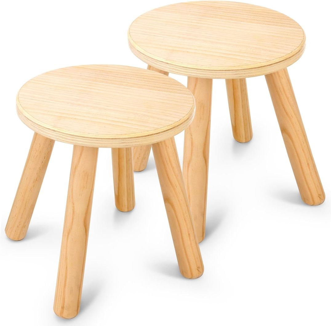 RJTZ Wooden Step Stools for Kids, 10 Inch Solid Kids Chairs Perfect ...
