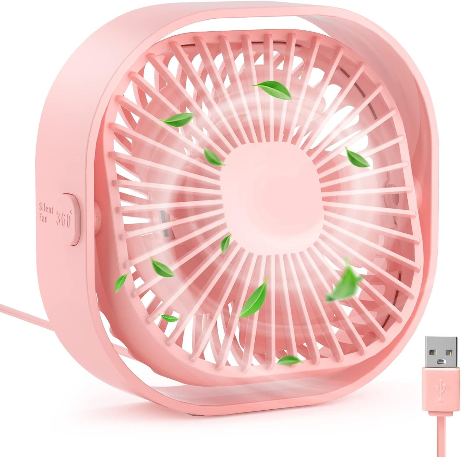RJVW Small USB Desk Fan,3 Speeds Portable Mini Cooling Table Fan, 4 ...