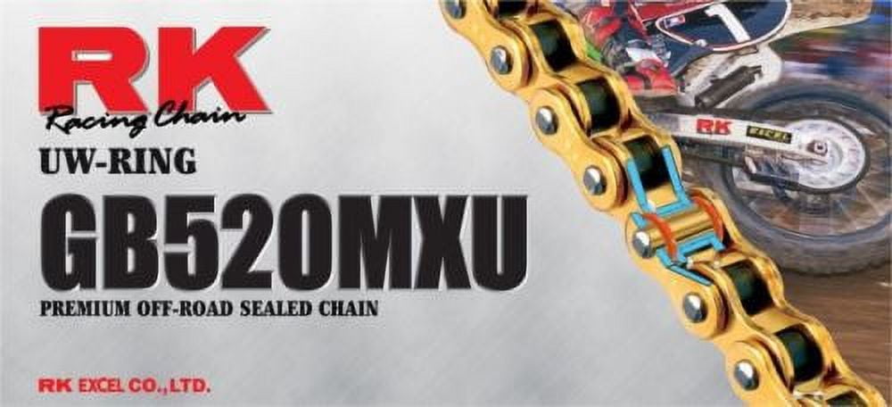 RK GB520MXU Ultra High Perform Gold MX-SX UW-Ring Motorcycle Chain ...