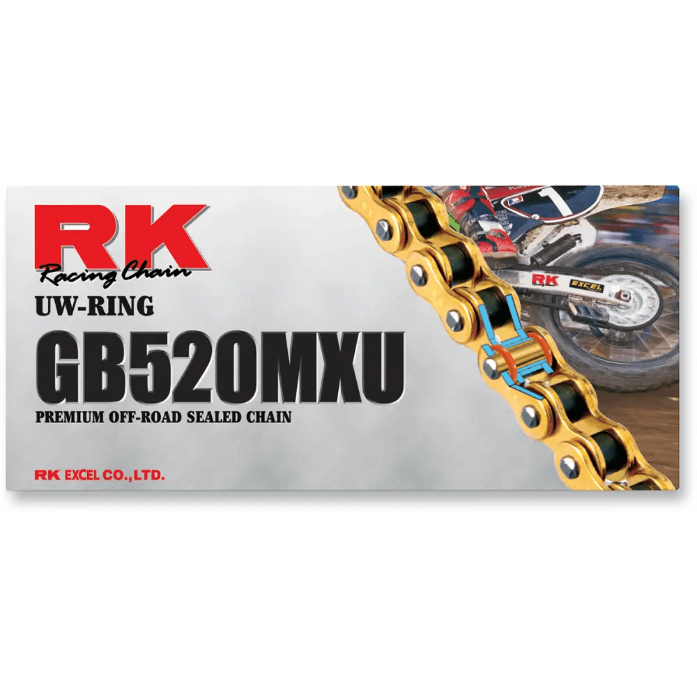 RK GB520MXU Ultra High Perform Gold MX-SX UW-Ring Motorcycle Chain ...