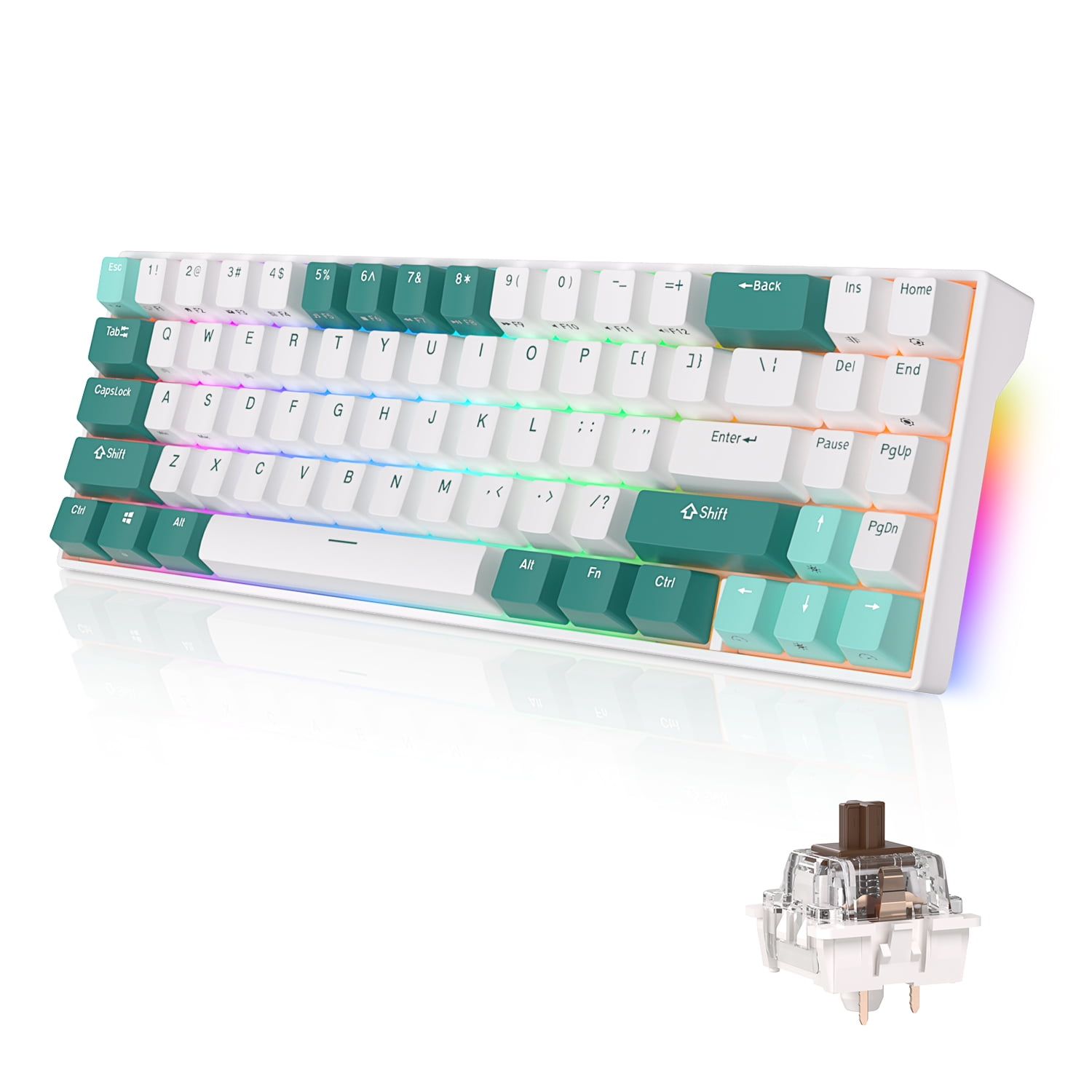 RK ROYAL KLUDGE RK71 - 71 Key Compact Wireless Keyboard, RGB Backlit ...