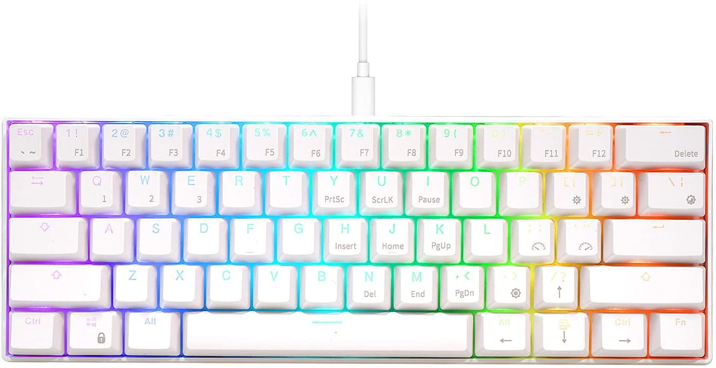 RK Royal Kludge RK61 White Mechanical Keyboard with RGB and Computer ...