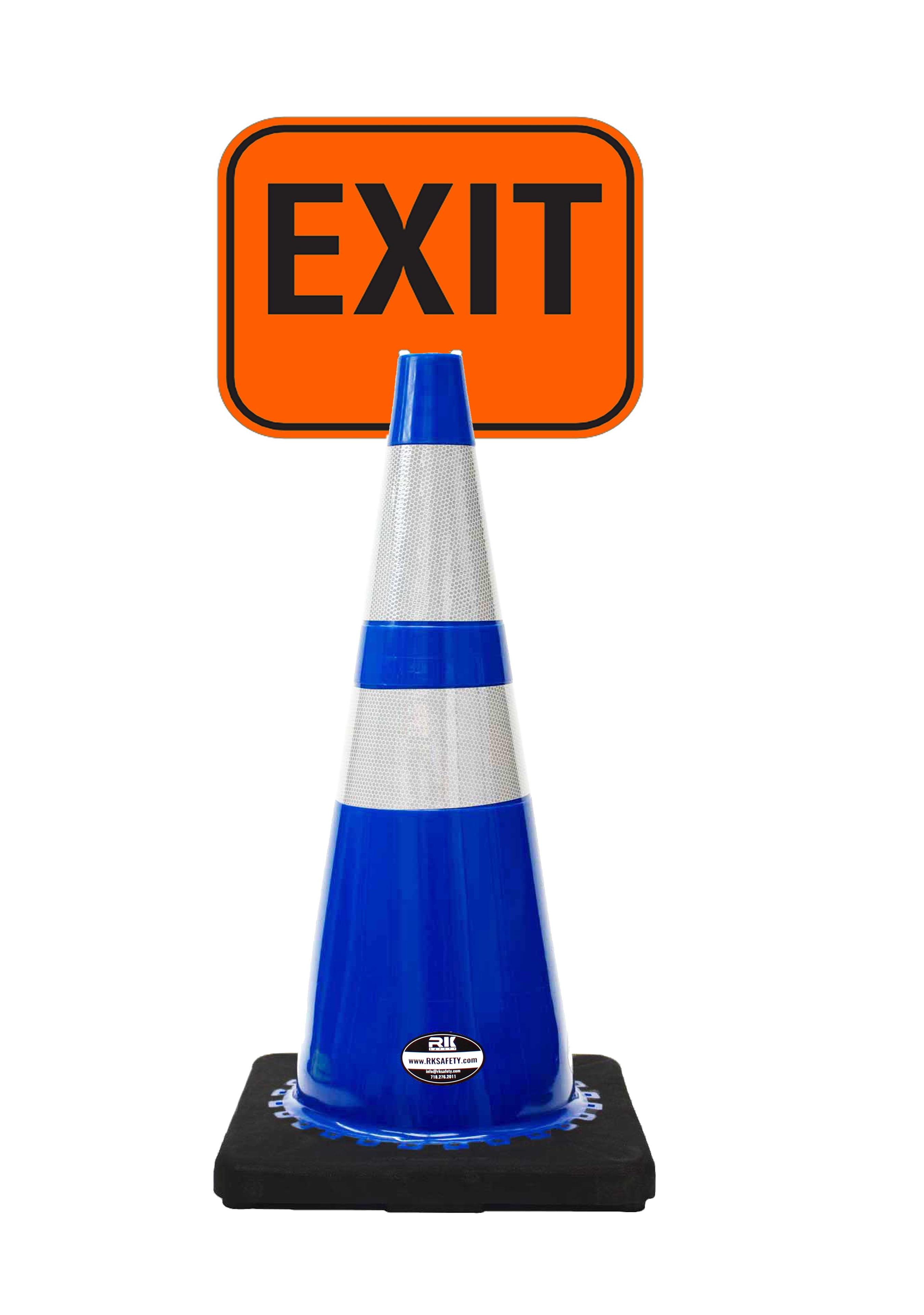 RK-Safety 28" Blue Cone, Black base With Two Reflective Tape, Plus Cone ...