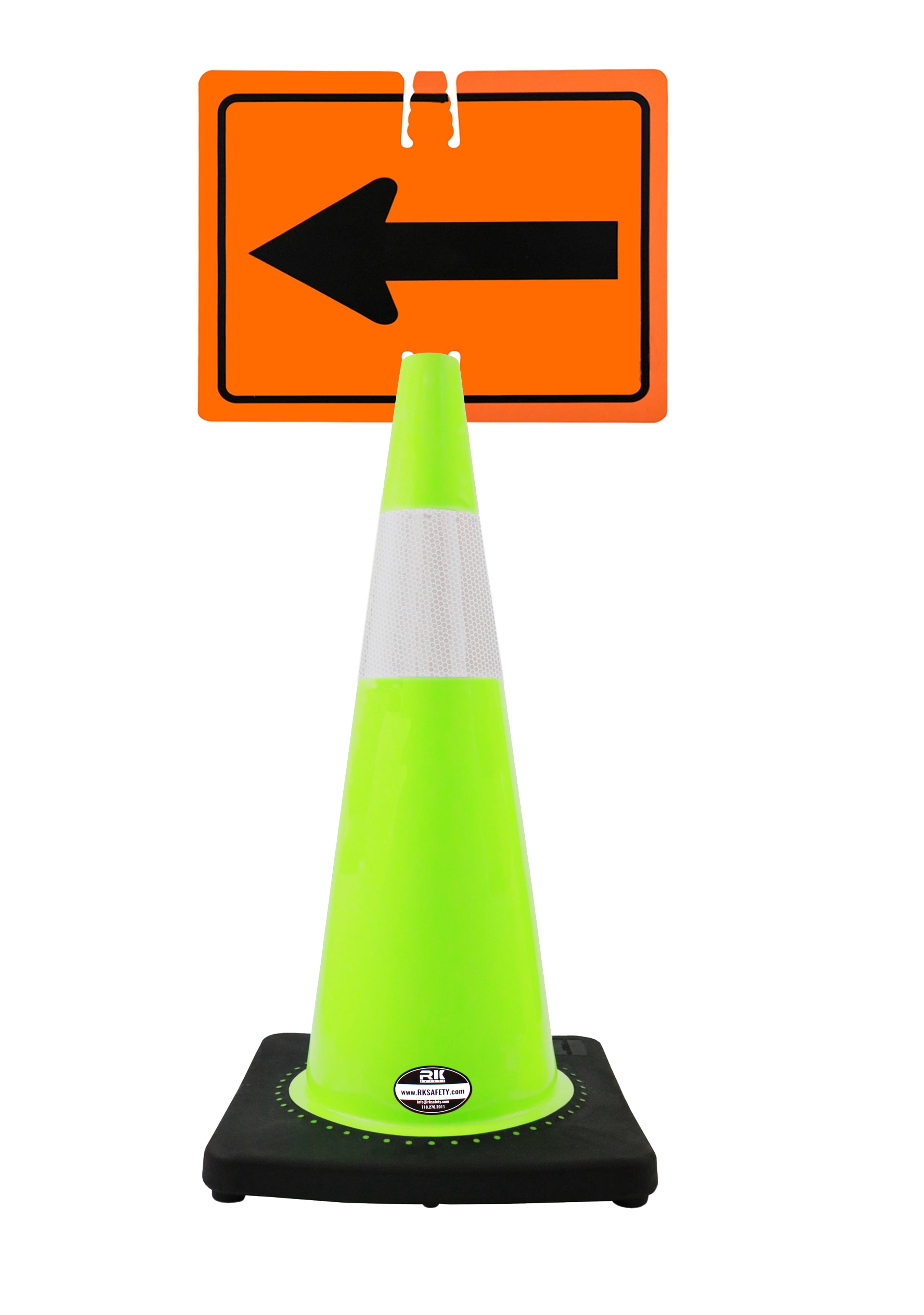 RK-Safety 28" Lime Cone, Black base With One 6" Reflective Tape, Plus ...