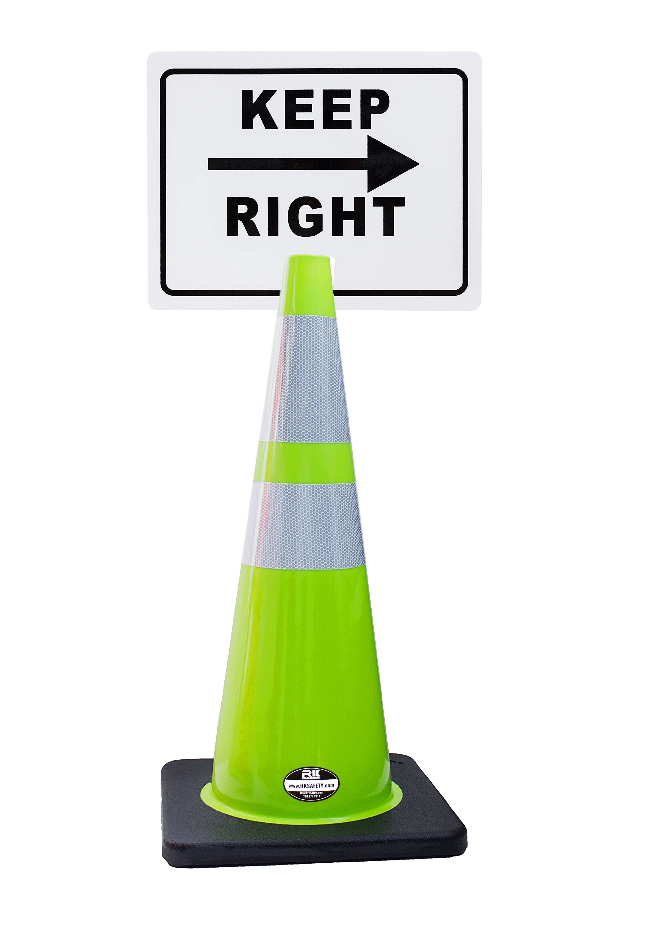 RK-Safety 28" Lime Cone, Black base With Two Reflective Tape, Plus Cone ...