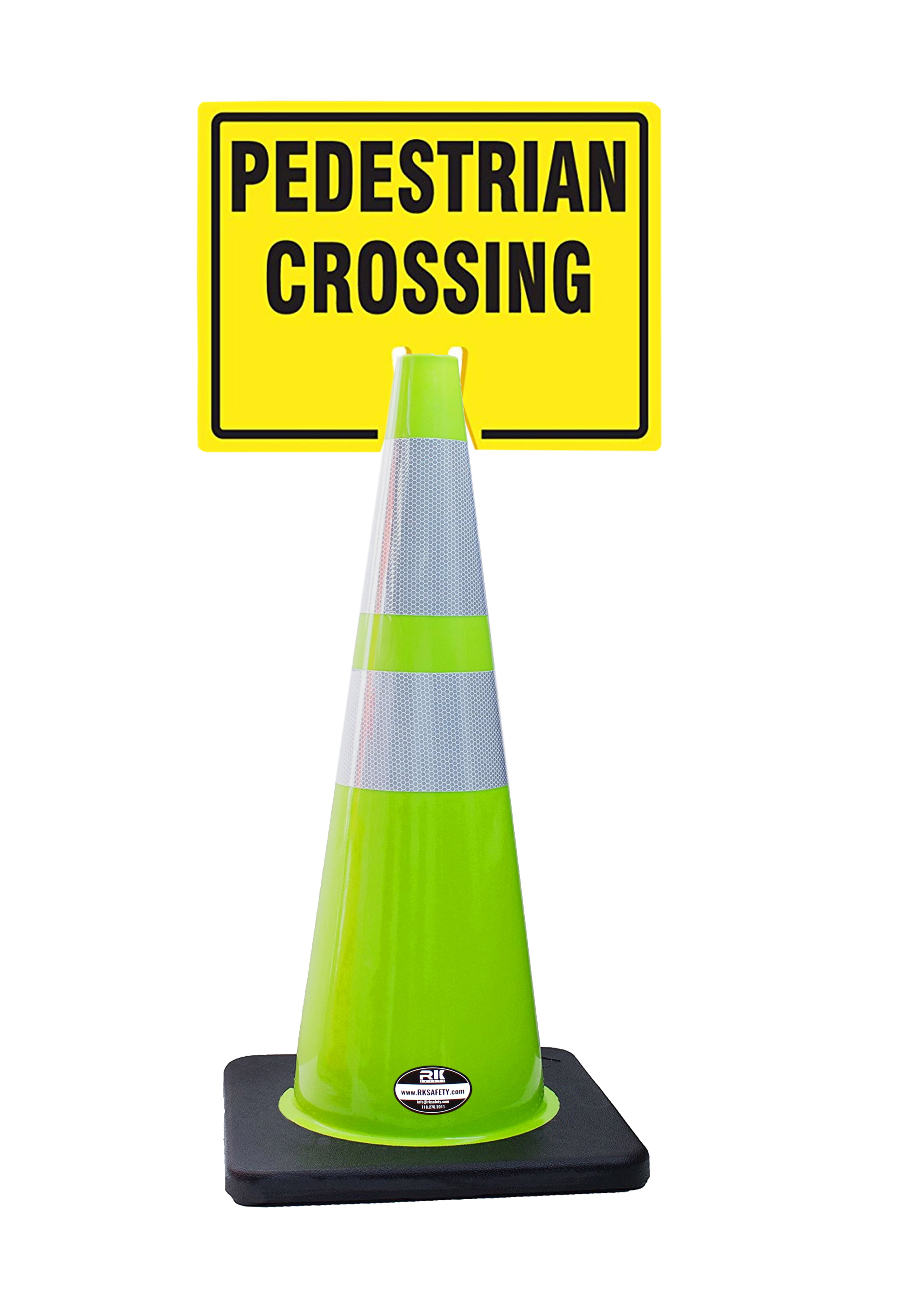 RK-Safety 28" Lime Cone, Black base With Two Reflective Tape, Plus Cone ...