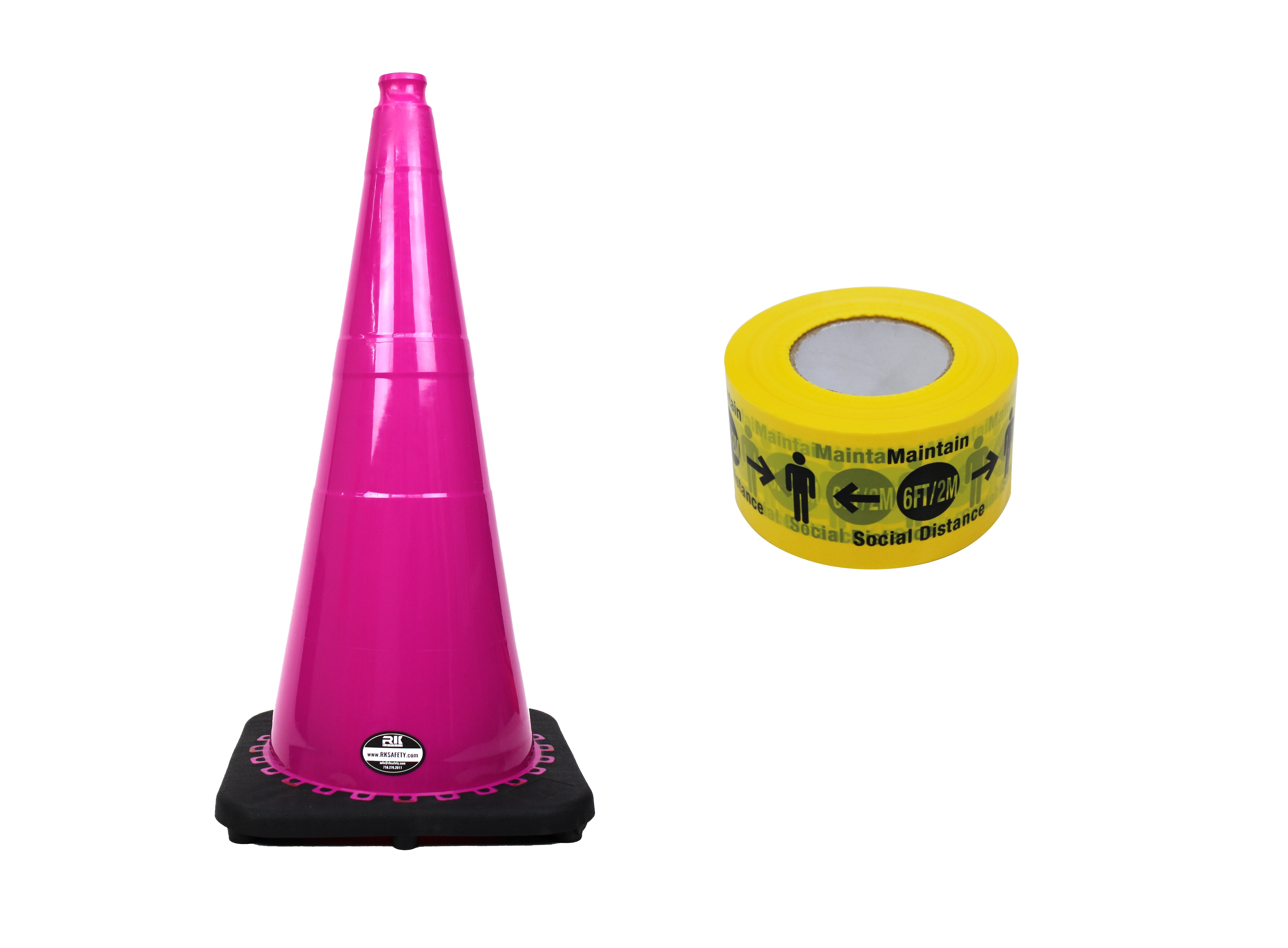 RK-Safety 28" Pink Traffic Safety Cone, Black Base with High-Visibility ...