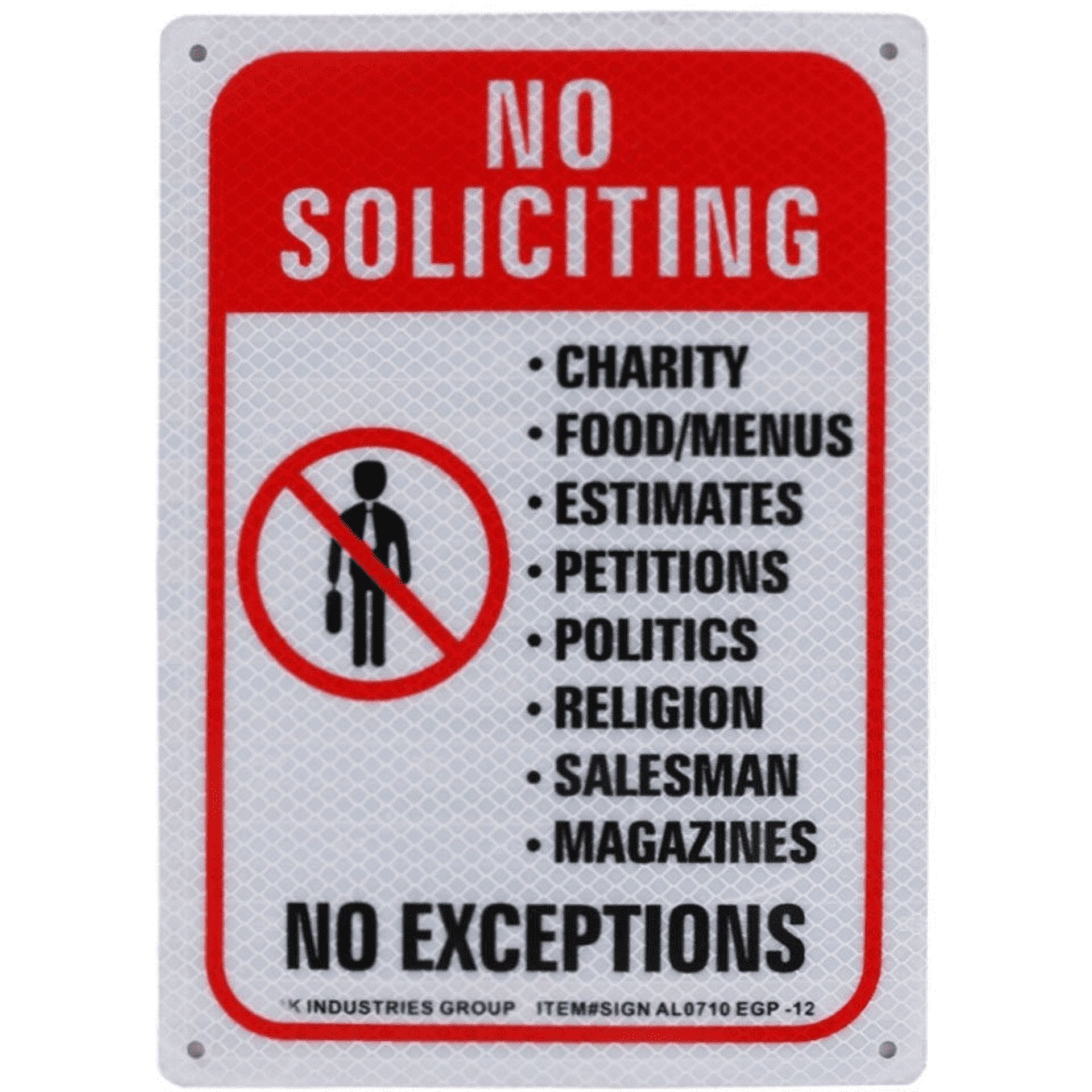 RK Safety Sign, Legend "No Soliciting, No Exceptions" - Default Title ...