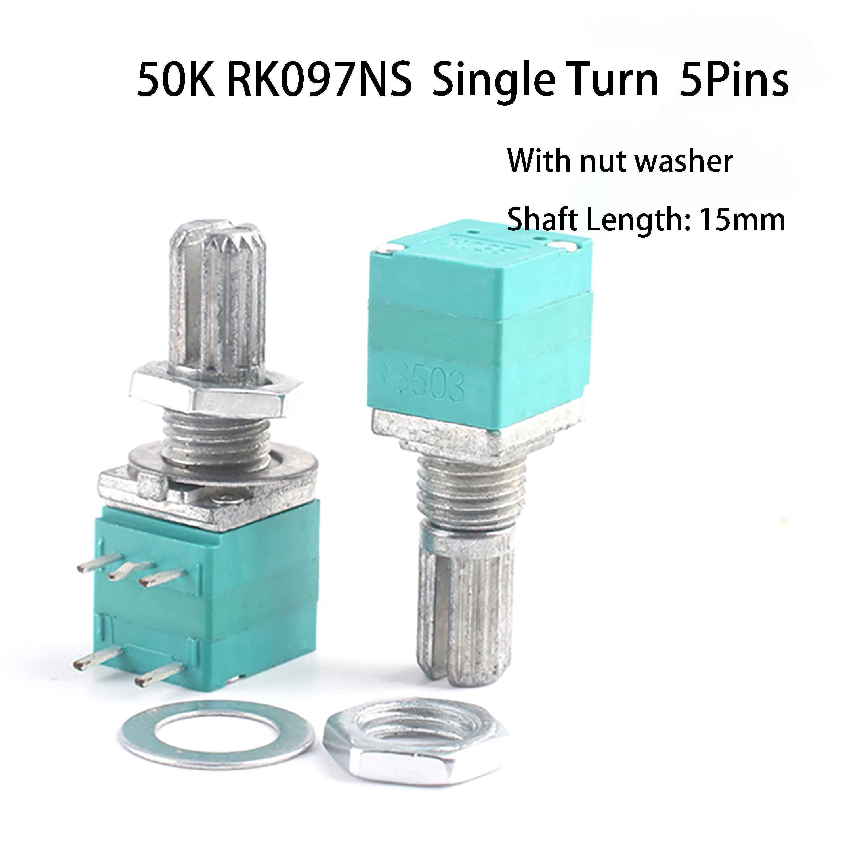RK097NS Rotary Potentiometer 15mm Shaft B5K/10K/20K/50K/100K Variable ...