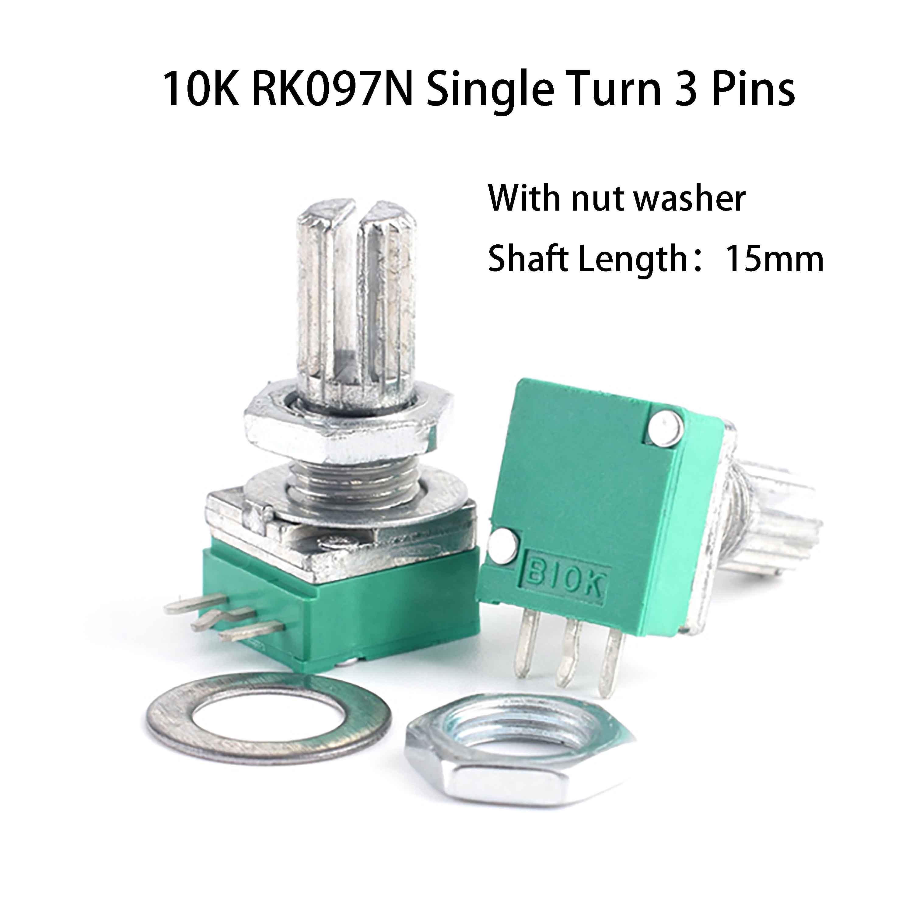 RK097NS Rotary Potentiometer 15mm Shaft B5K/10K/20K/50K/100K Variable ...