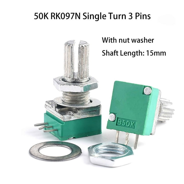 RK097NS Rotary Potentiometer 15mm Shaft B5K/10K/20K/50K/100K Variable ...