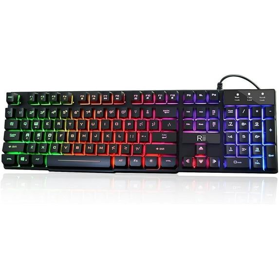 RK100+ Multiple Color Rainbow LED Backlit Large Size USB Wired ...