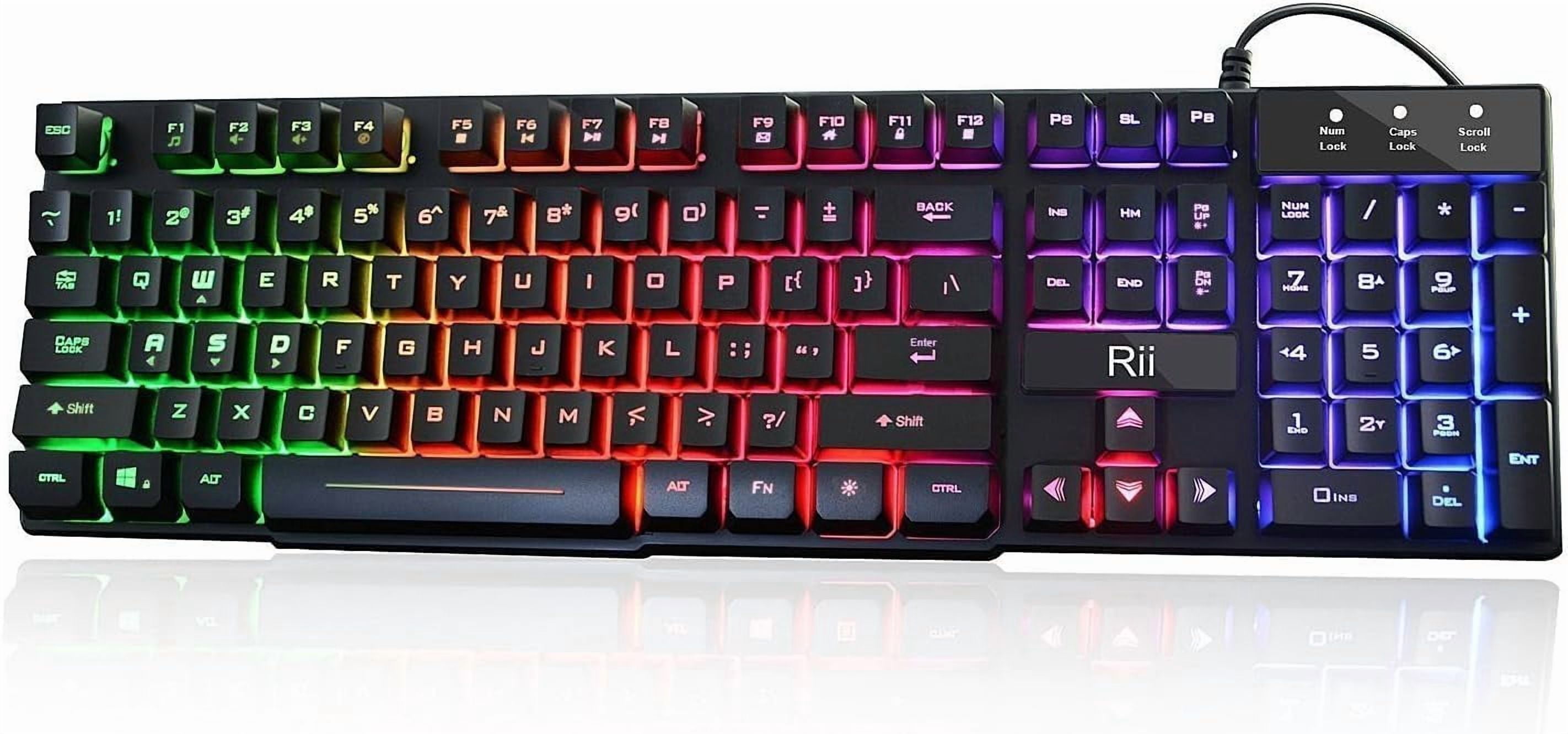 RK100+ Multiple Color Rainbow LED Backlit Large Size USB Wired ...