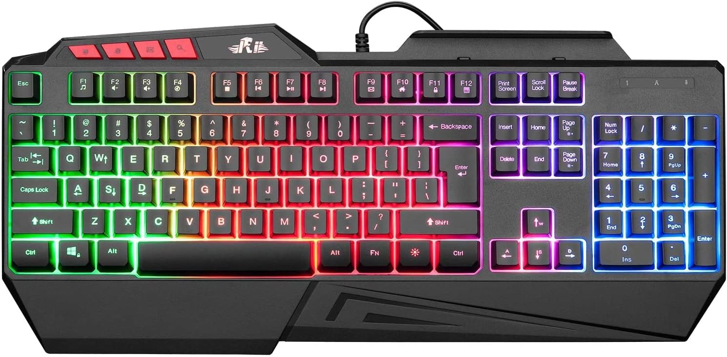 RK202 RGB Gaming Keyboard Multiple Color Rainbow LED Backlit USB Wired ...