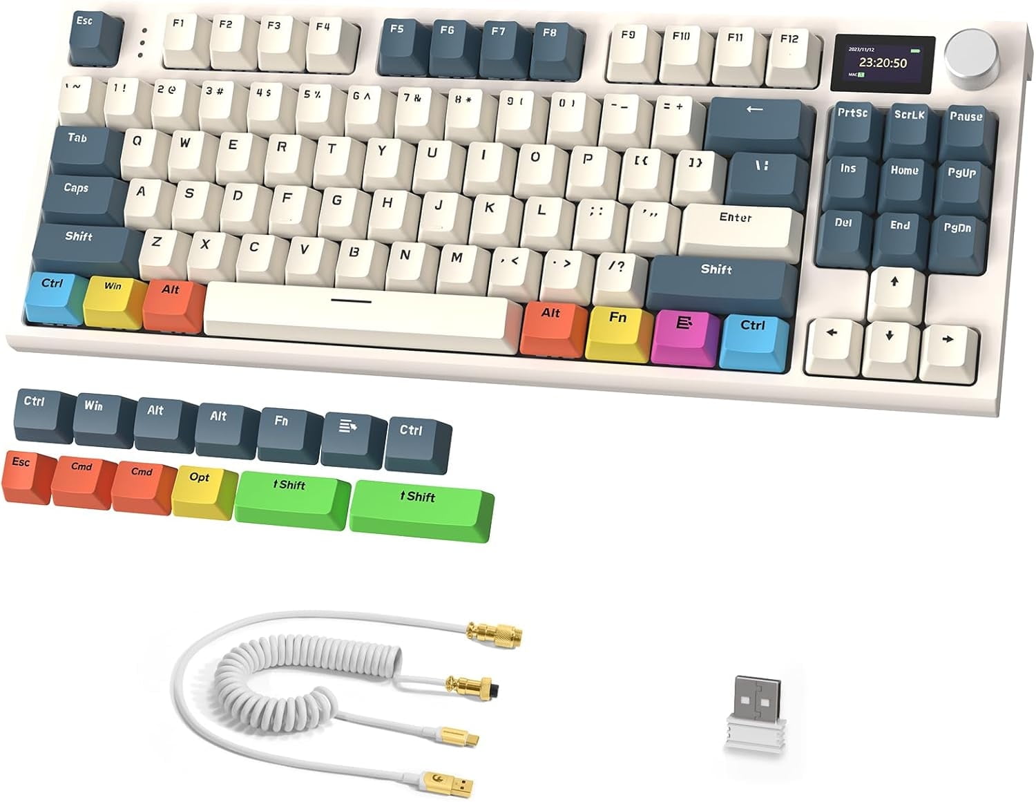 RK86 Mechanical Keyboard, 2.4G Wireless/BT5.0/USB-C Wired Gaming Keyboard 75% Layout TKL 87 Key ...