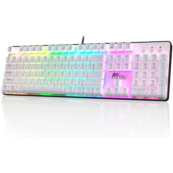 RK920 Full Size Mechanical Keyboard Rainbow Backlit Gaming Keyboard 104 ...