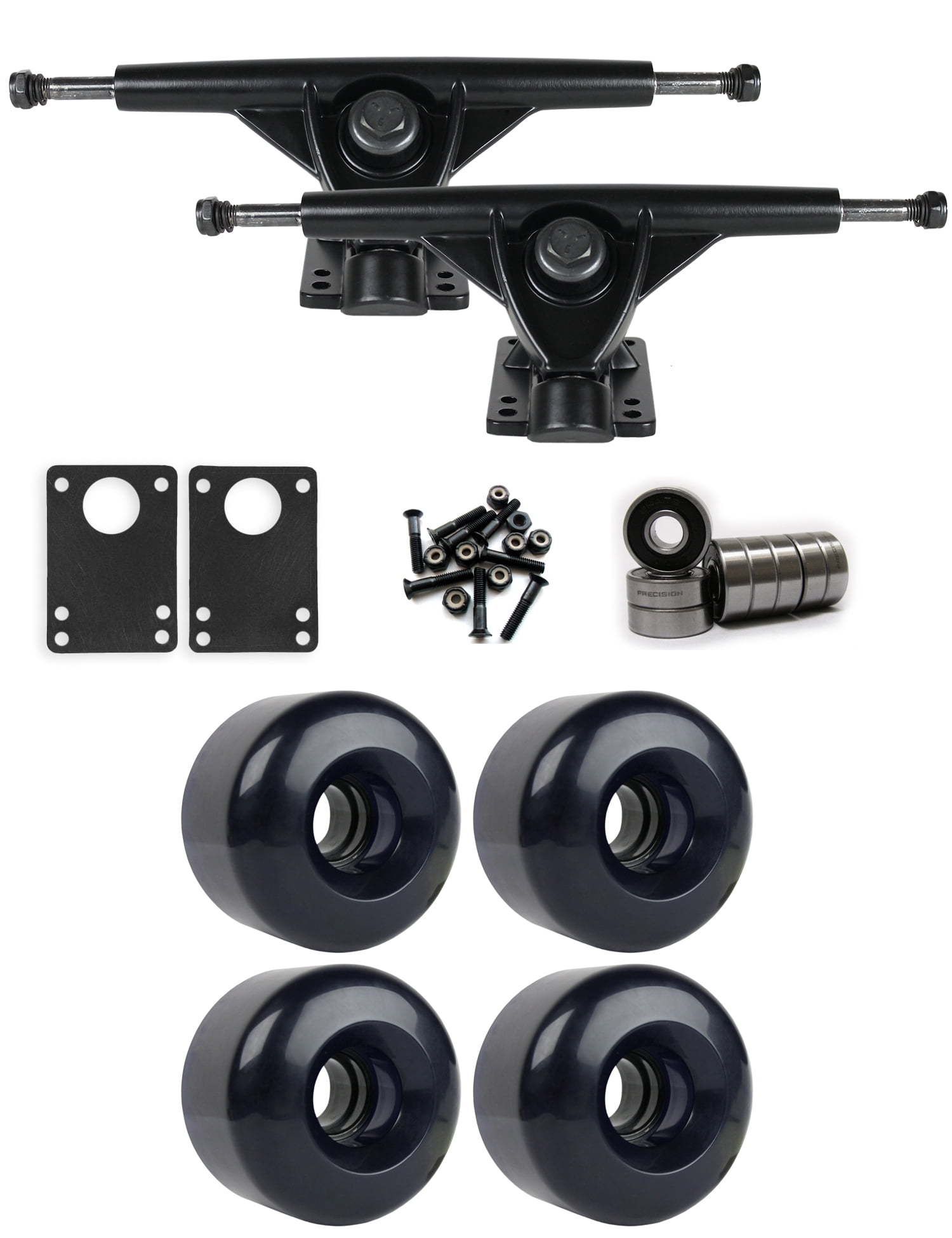 RKP Black Longboard Trucks Wheels Package 70mm x 46mm 83A 276C Blue ...