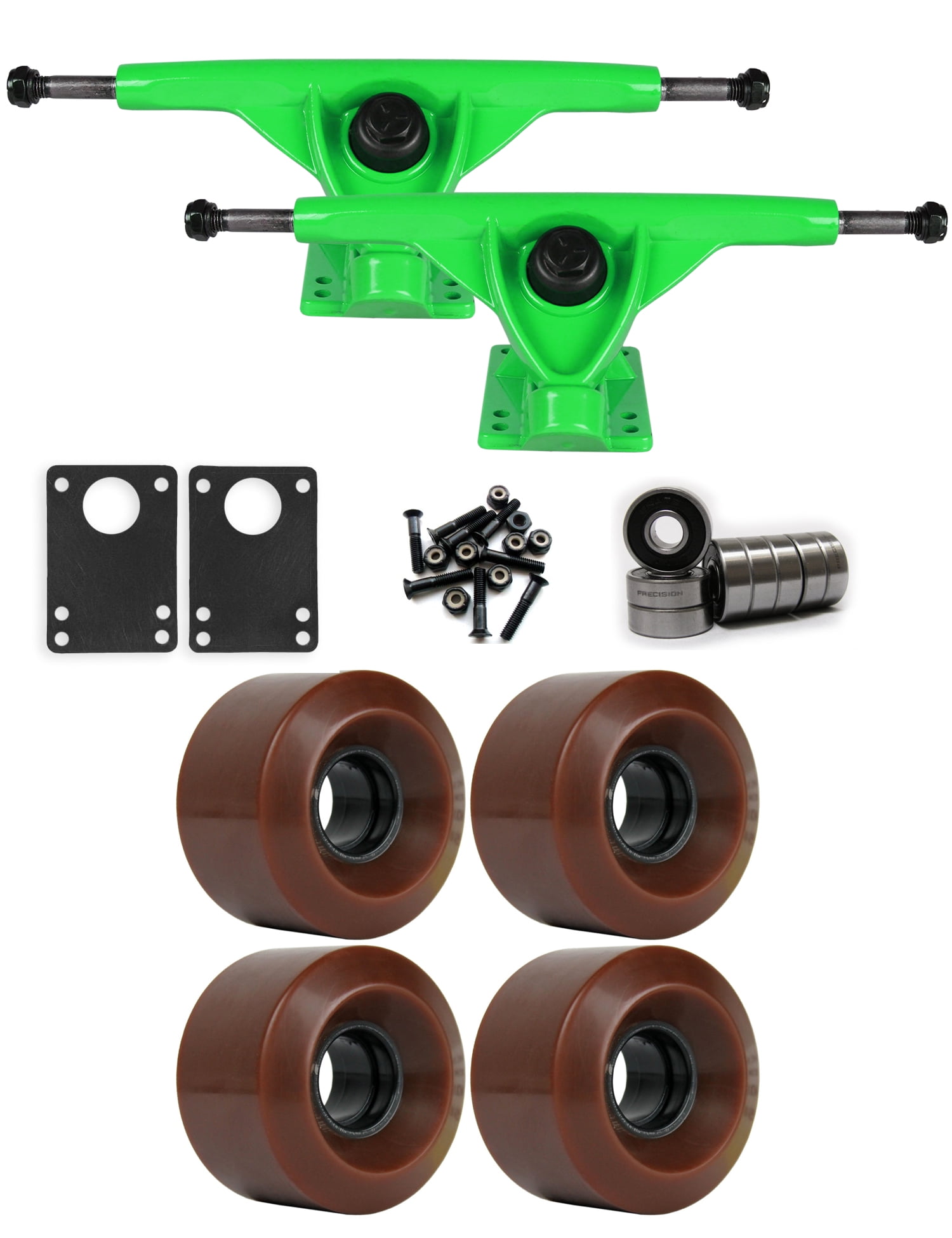 RKP Green Longboard Trucks Wheels Package 60mm x 41mm 83A 1545C Brown ...