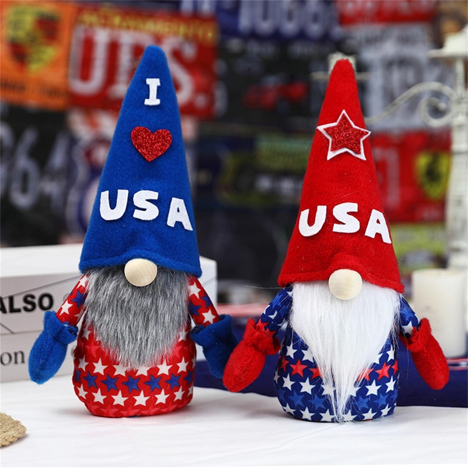RKSTN 2Pcs 4th of July Gnomes Decorations for Home American Patriotic ...