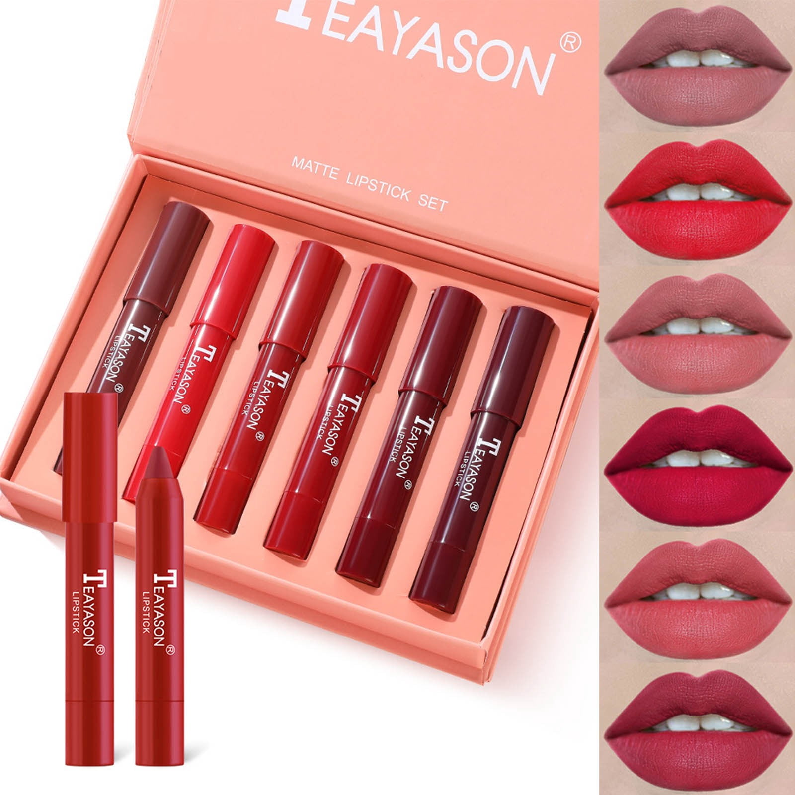 RKSTN 6 Colors Matte Lipstick Gift Box Set for Girl Women - Long ...