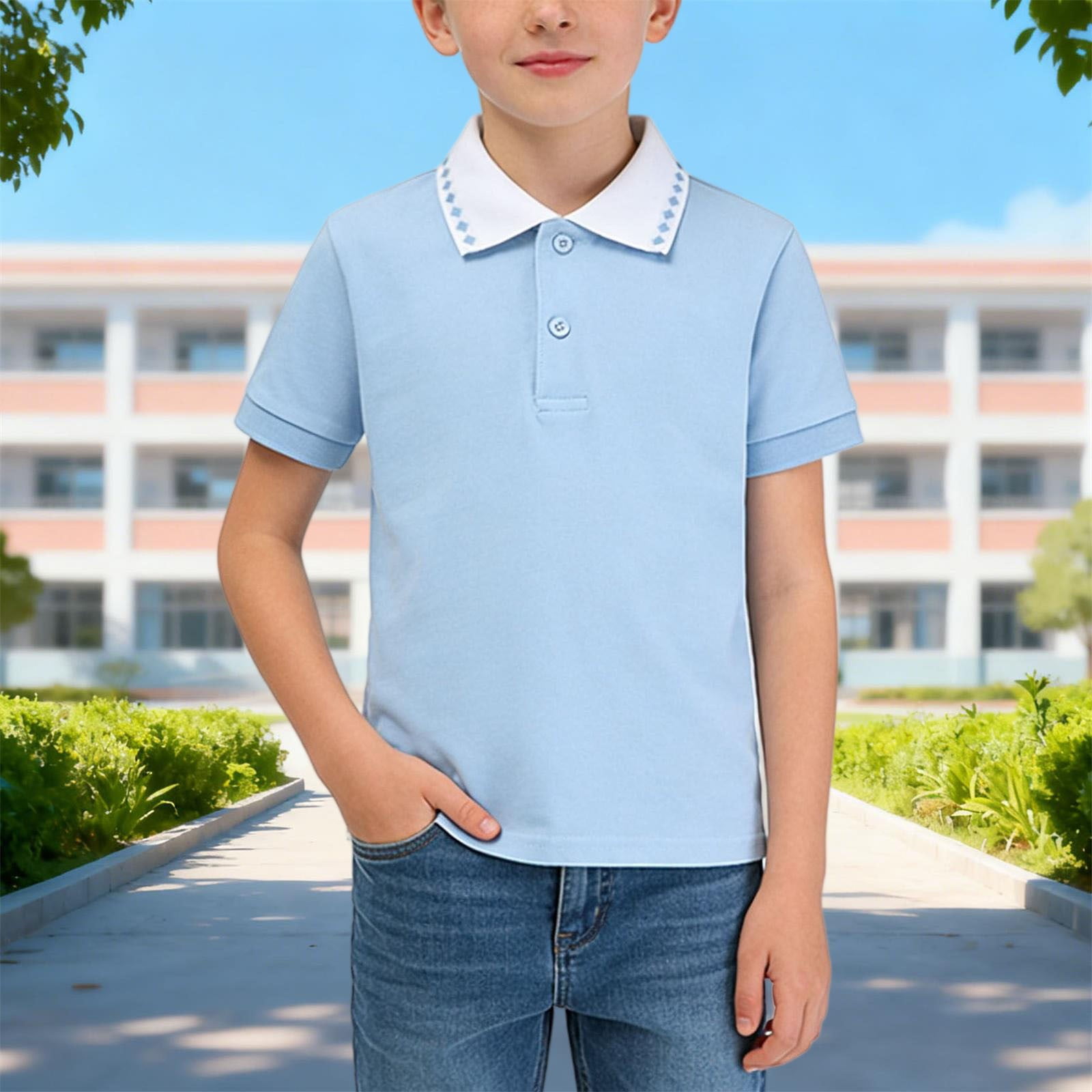 RKSTN Boys Dress Shirts Diamond Pattern Pure Cotton School Uniform ...